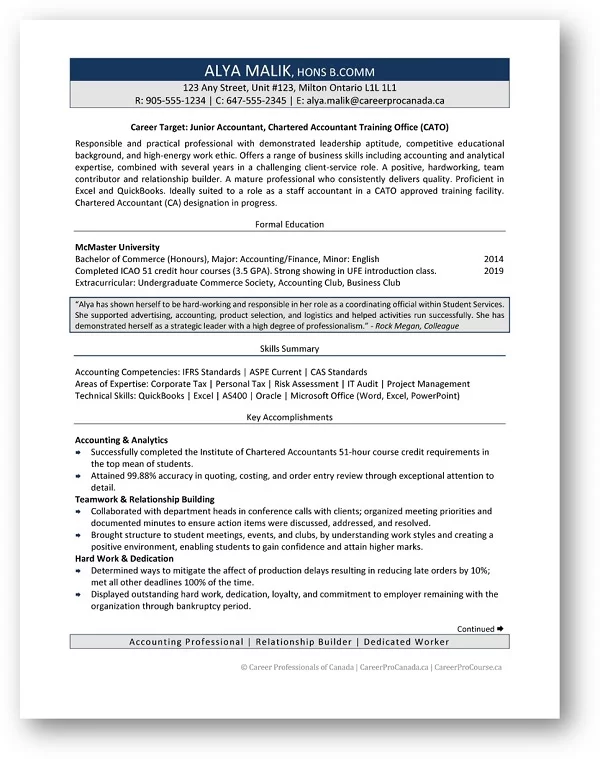 Canadian Resume Templates Canadian Resume Format 2025: Professional